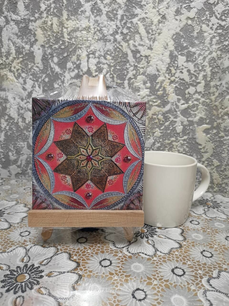 Мини холст с авторской мандалой. 12х12