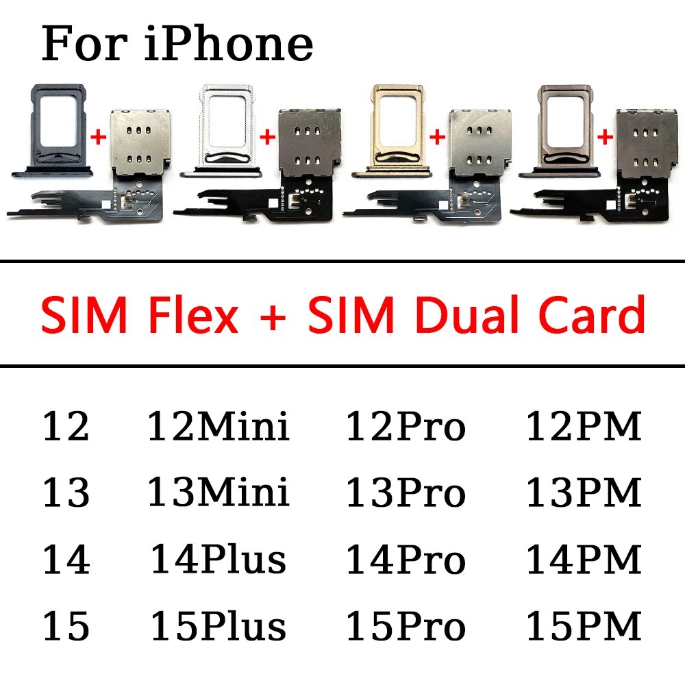 1 комплект гибкого кабеля для чтения двух SIM-карт, разъем для держателя слота для SIM-карт, адаптер для iPhone 12 13 Mini 14 Plus 15 Pro Max 13Mini