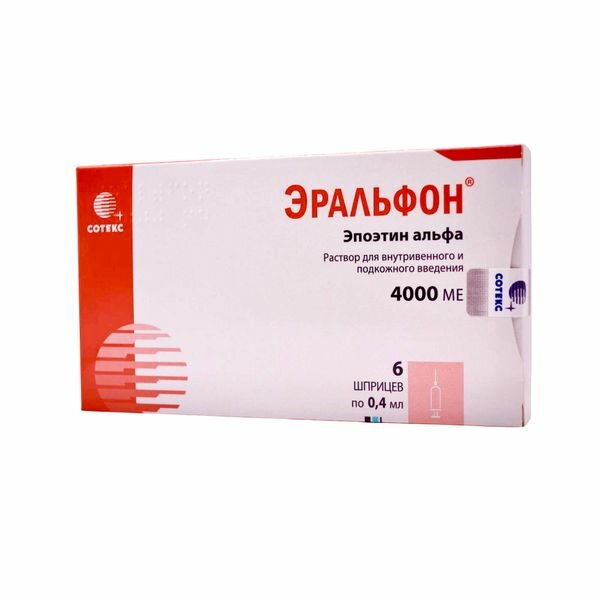 Эральфон раствор для внутривенного и подкожного введения шприц 4000МЕ 0,4мл 6шт