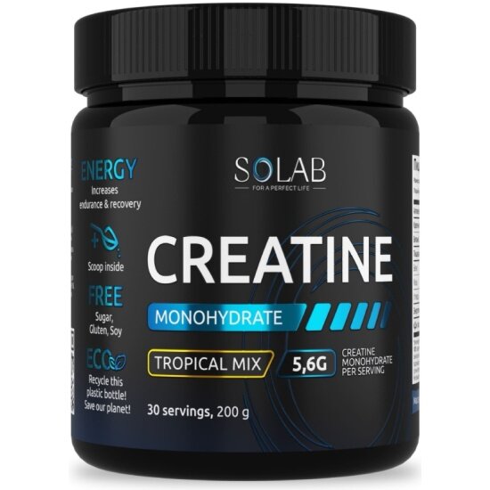 Креатин Solab моногидрат, Тропический микс 30 порций 200 гр.
