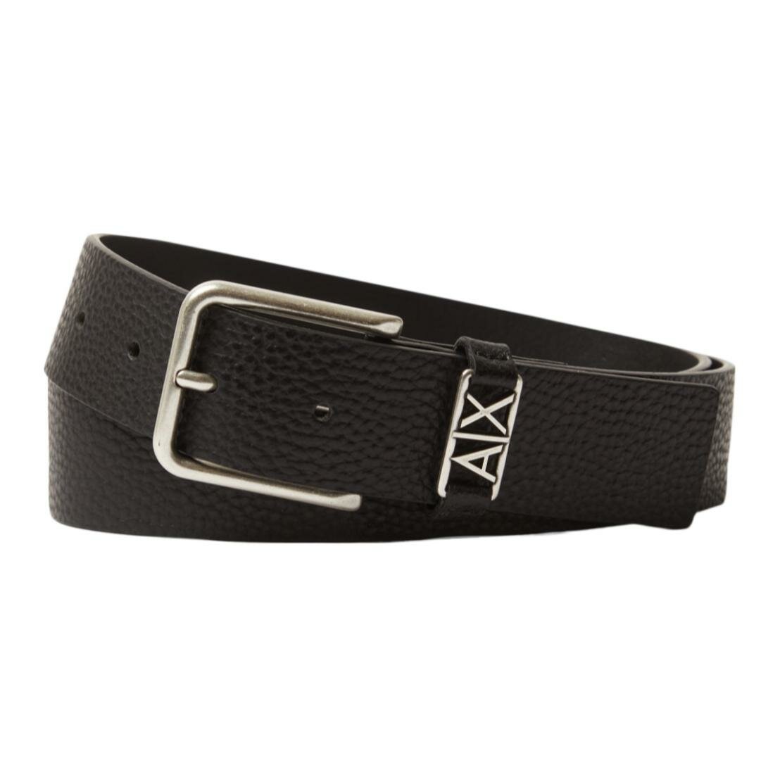 ARMANI EXCHANGE Badge Decoration, Pin Buckle Leather Belts Men's Black 95