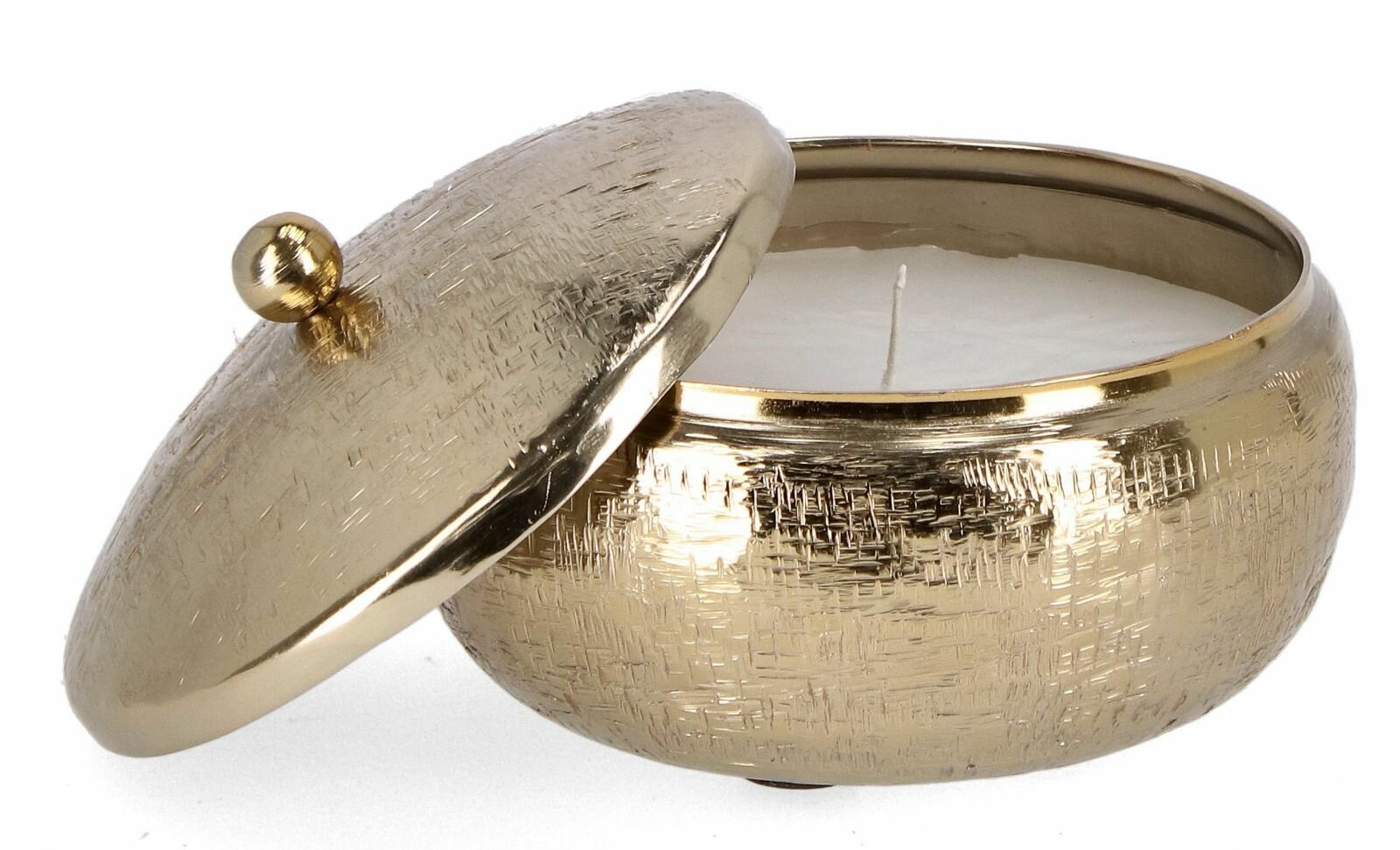 Декоративная свеча Lathe, алюминий, воск, цвет золотой, слоновой кости, высота 8 см, Garden Relax, Италия