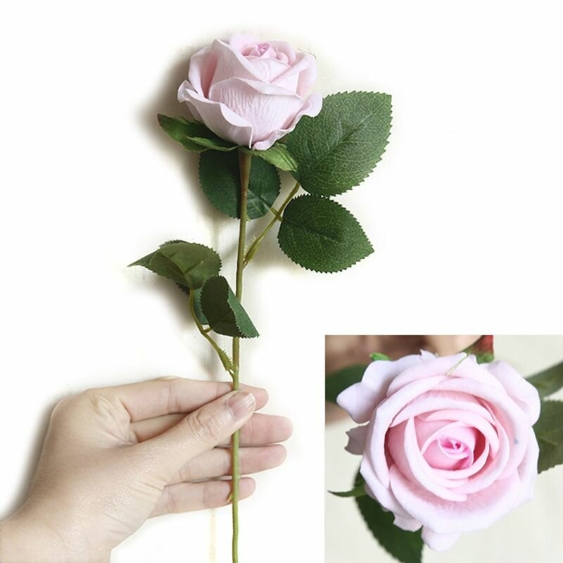 Имитация цветка розы из жемчужной фланели-розовая сердцевина