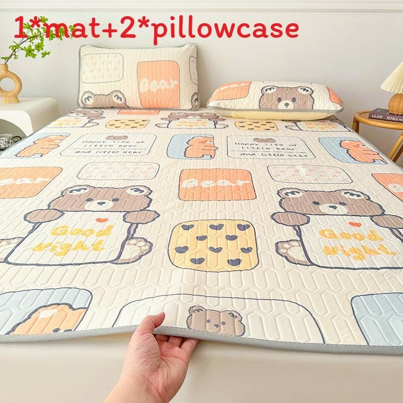 Кровать надувная бык бабочка собака цветочный рисунок латекс ткань с охлаждающим шелком для летнего постельного белья оранжевый