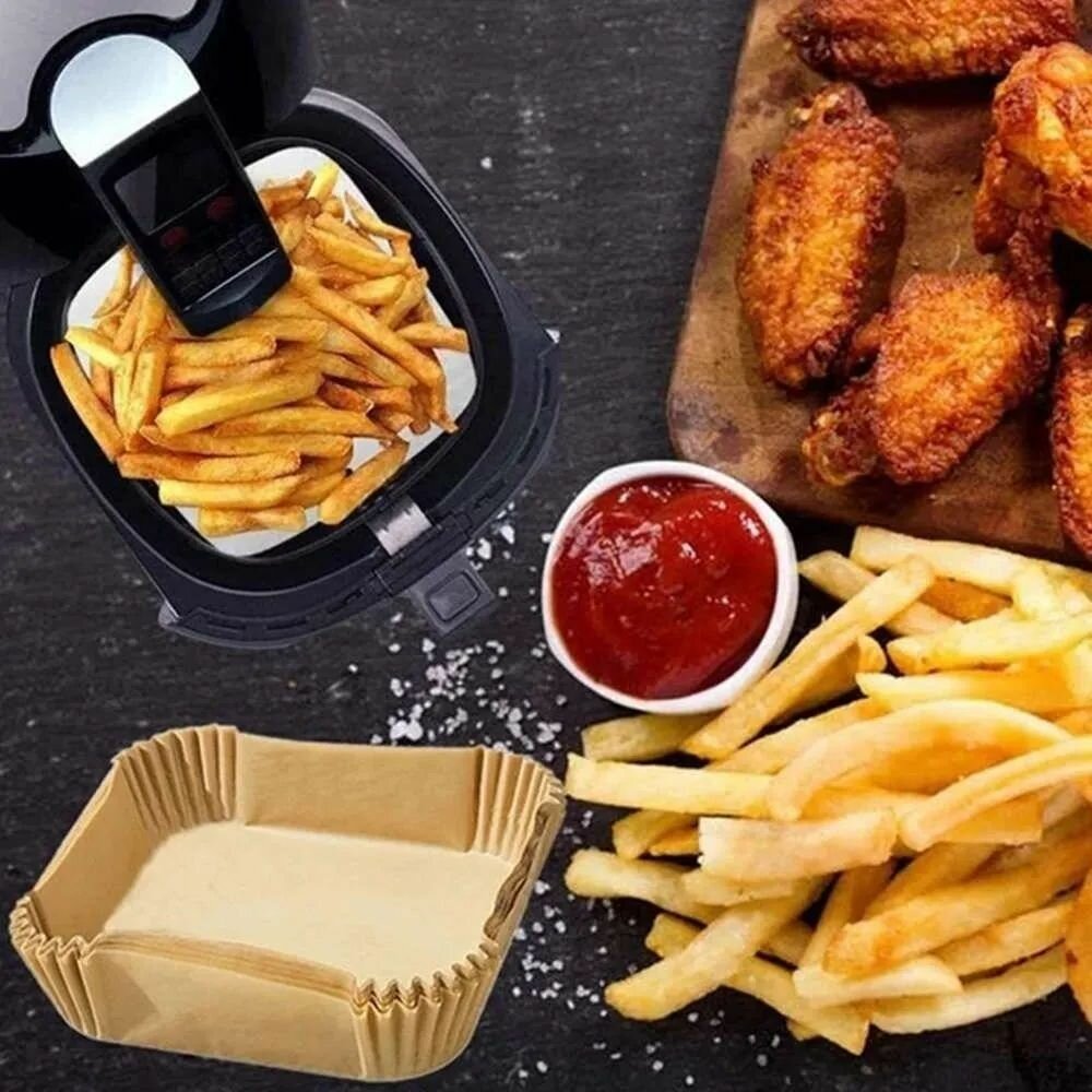 Бумага пергамент форма для запекания и выпечки, для аэрогриля, духовок, микроволновок и пароварок, безопасный пищевой,20*20*4.5см, 100 шт