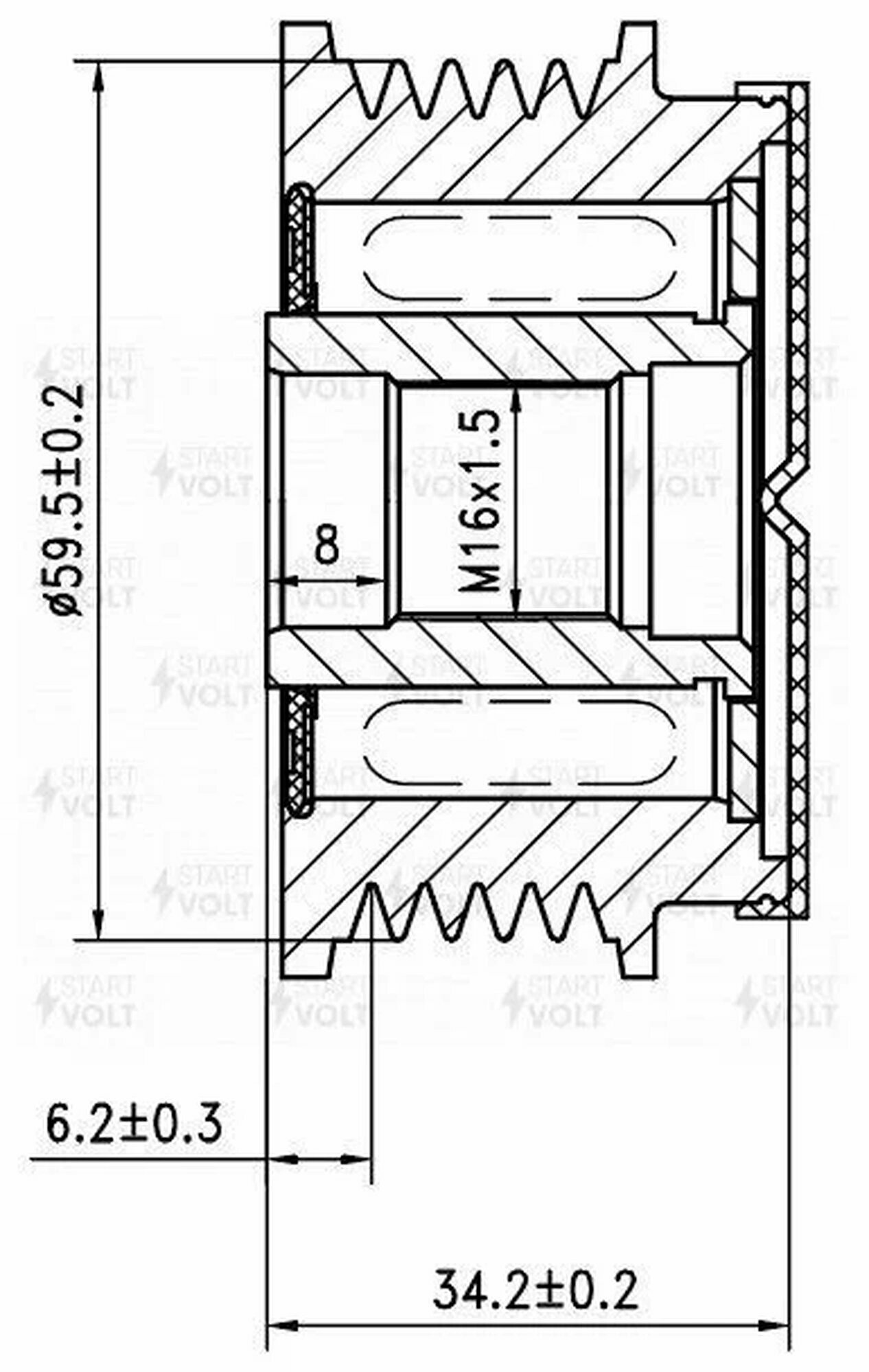 Шкив генератора STARTVOLT SGP0893, для Hyundai Terracan и Kia Carnival