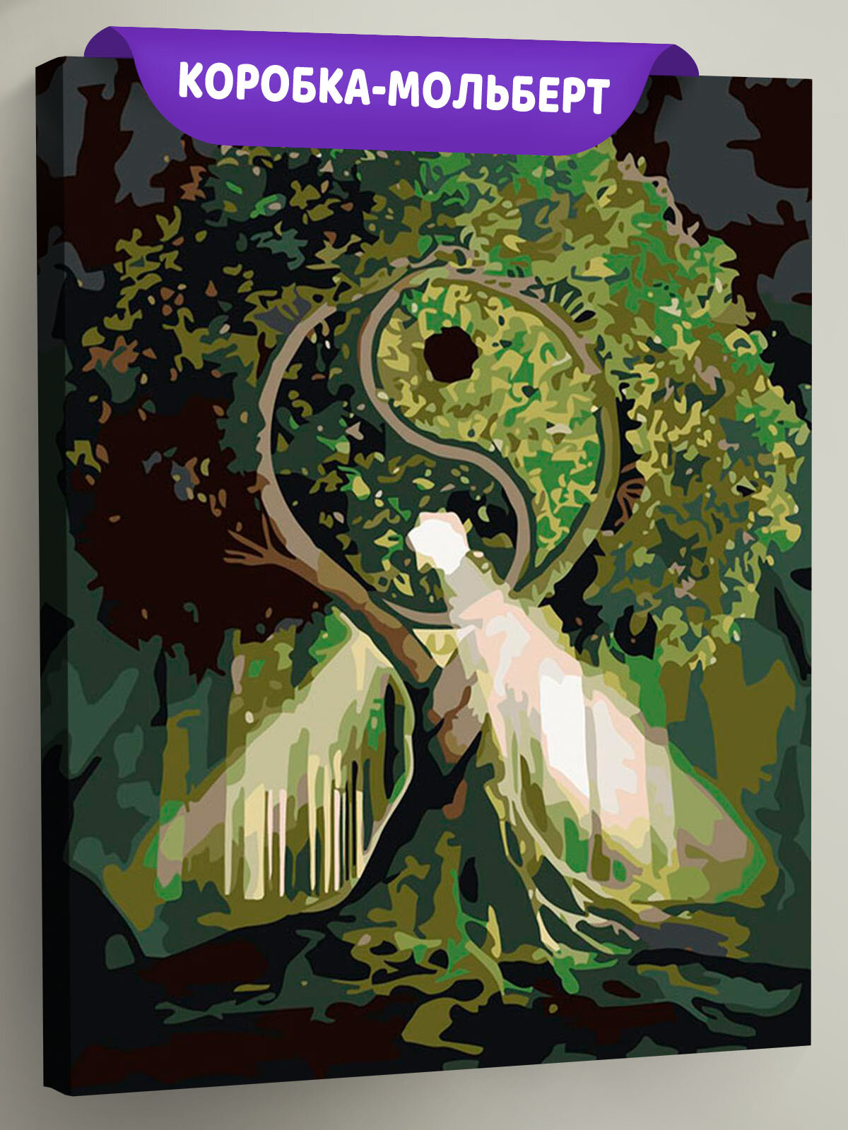 Картина по номерам ЖПН на холсте с подрамником "Инь Янь и древо жизни" Раскраска 40х50 см