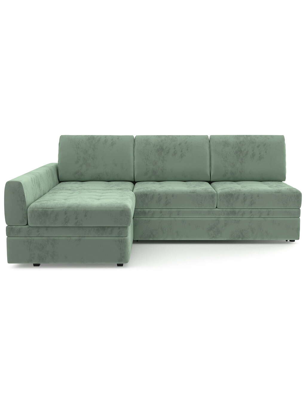 Угловой диван-кровать PUSHE раскладной Бруно, левый угол, велюр, зеленый Nebby 915