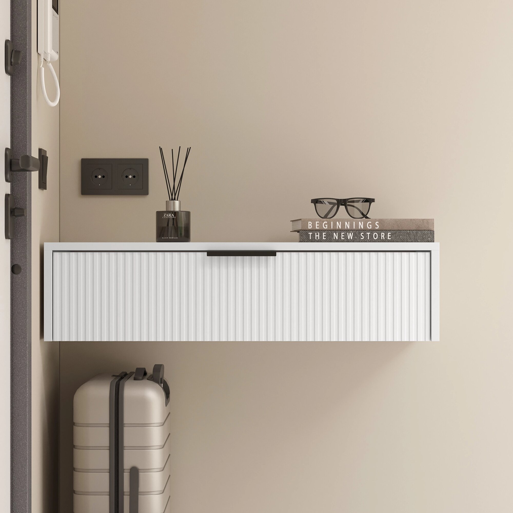 Тумба DIWO Краснодар подвесная консоль 80x35x20 белая, ручка черная