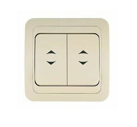 Выключатель двухклавишный (2-кл) проходной крем без вст. Makel Mimoza 32026