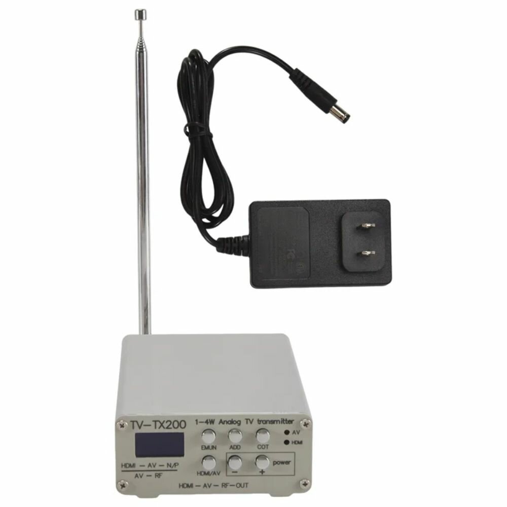 Аналоговый телевизионный передатчик VHF/UHF B16C-TV-TX200 с поддержкой HD/AV-входа и телескопической антенной, вилка стандарта США