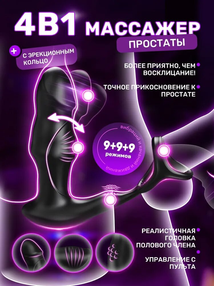 Массажер простаты, Анальный Зверь, вибромассажер анальный с эрекционными кольцами, для здоровья мужчины, секс игрушки,18+