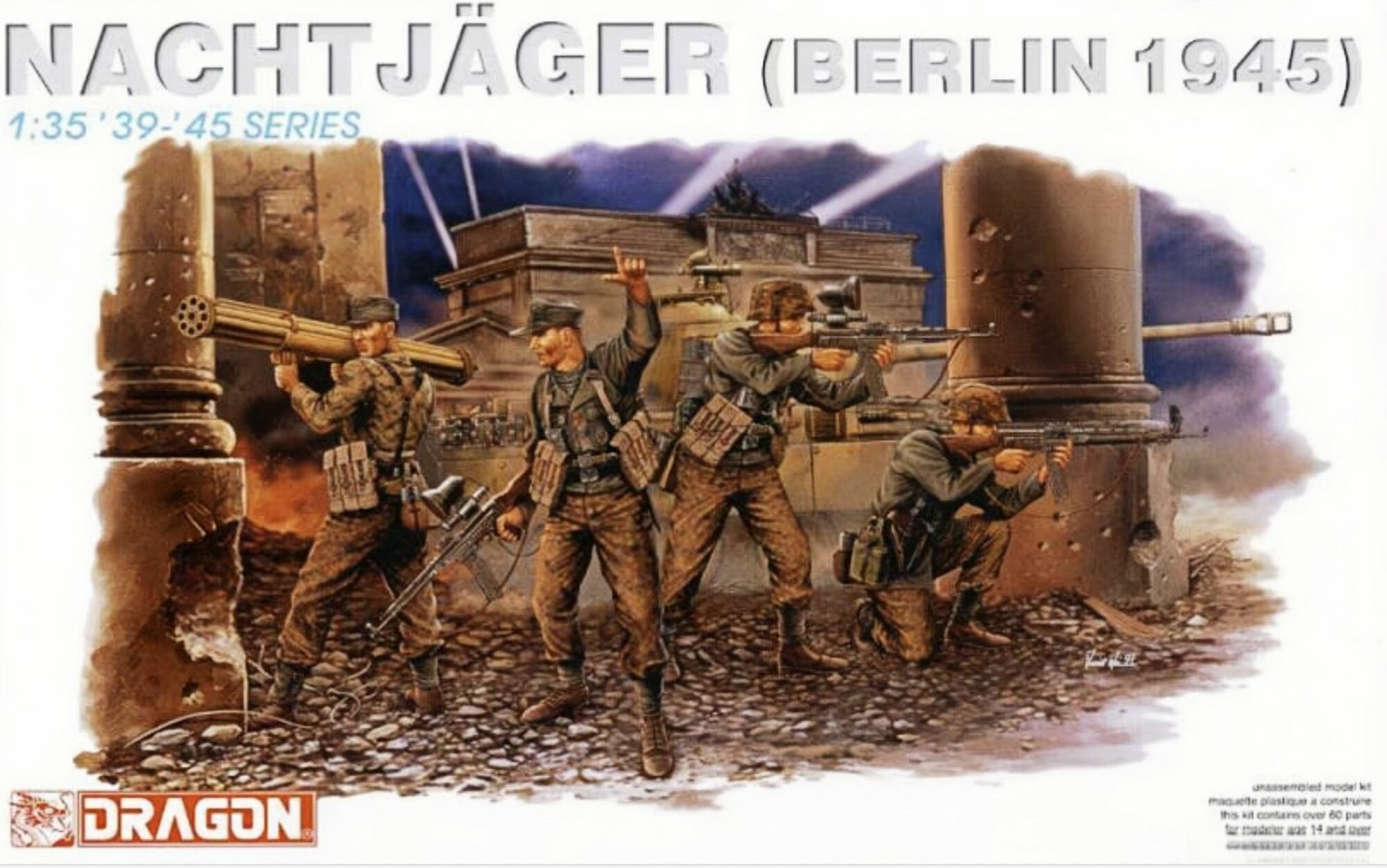 DRAGON 6089 1/35 '39-'45 SERIES Nachtjger (Берлин, 1945), сборка модельных солдат, фигурки для диорам и коллекции, Вторая мировая война