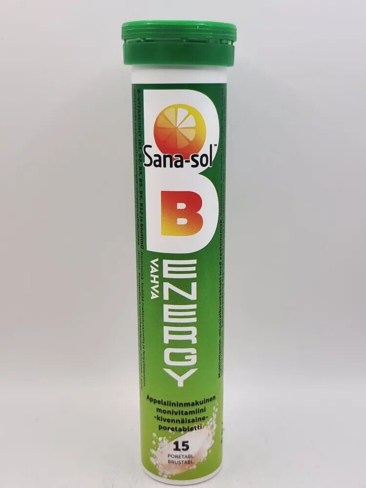 Витамины Sana-sol VAHVA B-Energy 15 шипучих таблеток со вкусом апельсина (из Финляндии)