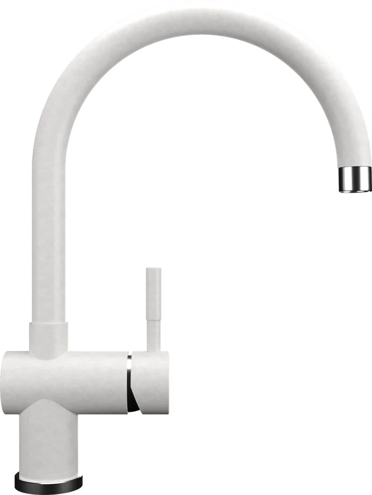 Смеситель для кухни Ulgran U-021 с поворотным изливом, белый, матовый, однорычажный, нержавеющая сталь, с керамическим картриджем