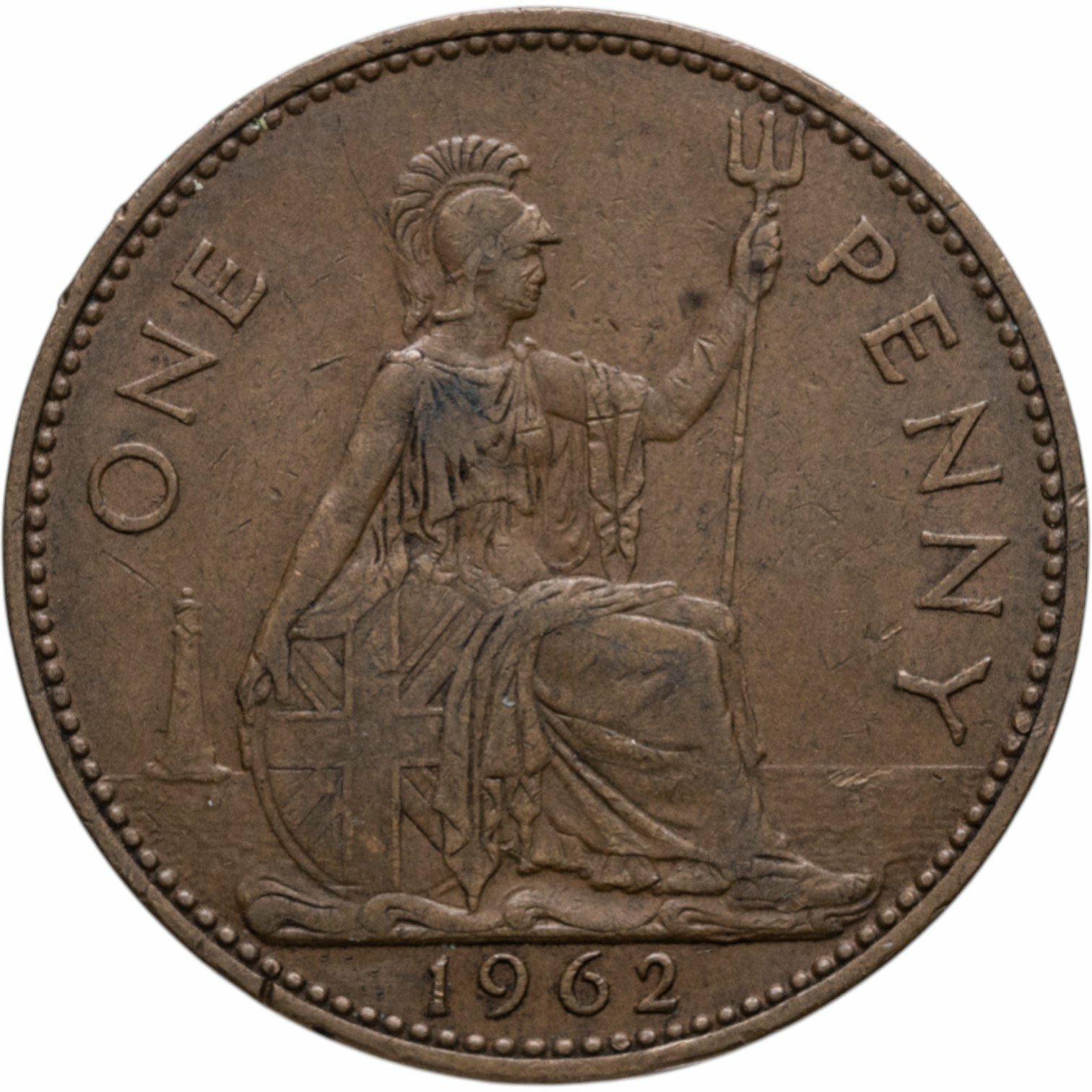 Великобритания 1 пенни penny 1962, Бронза, в сохранности XF