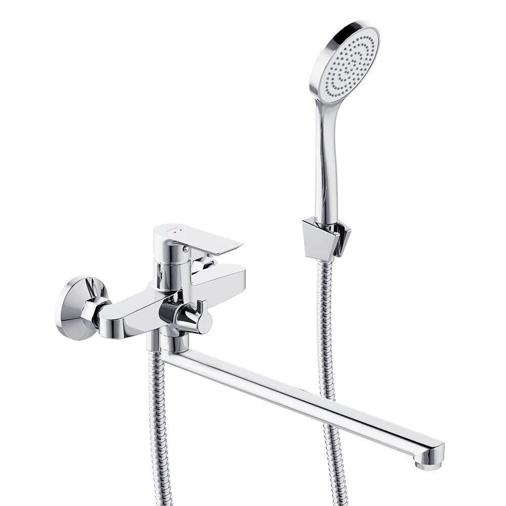 Смеситель для ванны с душем Damixa Apollo 479500000 с душевым гарнитуром, поворотный, латунный, хром, глянцевый, смеситель для ванны с душем, рычажный