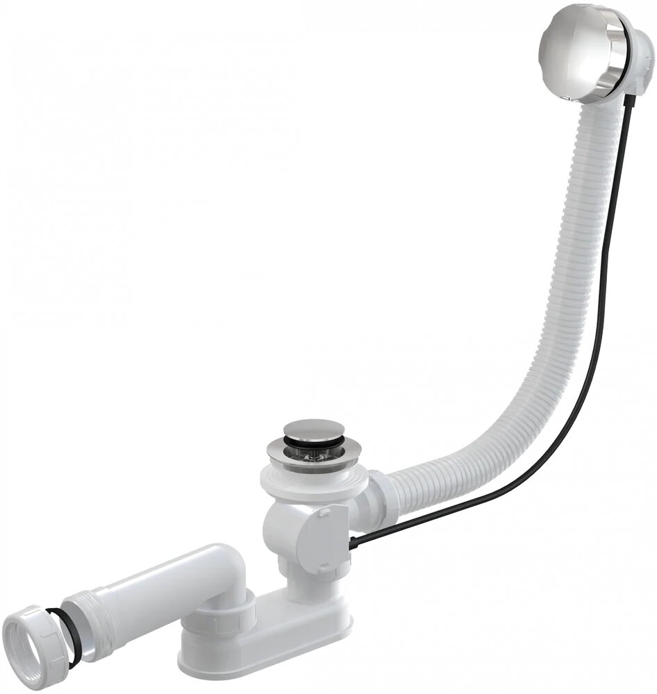 Слив-перелив для ванны AlcaPlast A55K-80-VE-01 52 мм, полуавтомат, хром, с сифоном