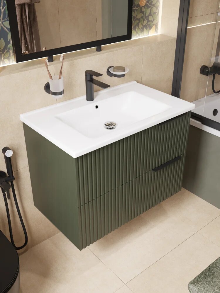 Раковина для ванной STWORKI Хаммель 9075-KL 75,3 см, прямоугольная, фаянсовая, раковина накладная, белая