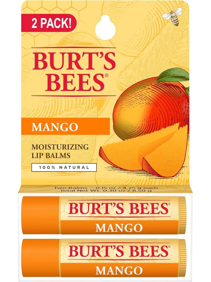 Бальзам для губ натуральный, манго - 2 шт