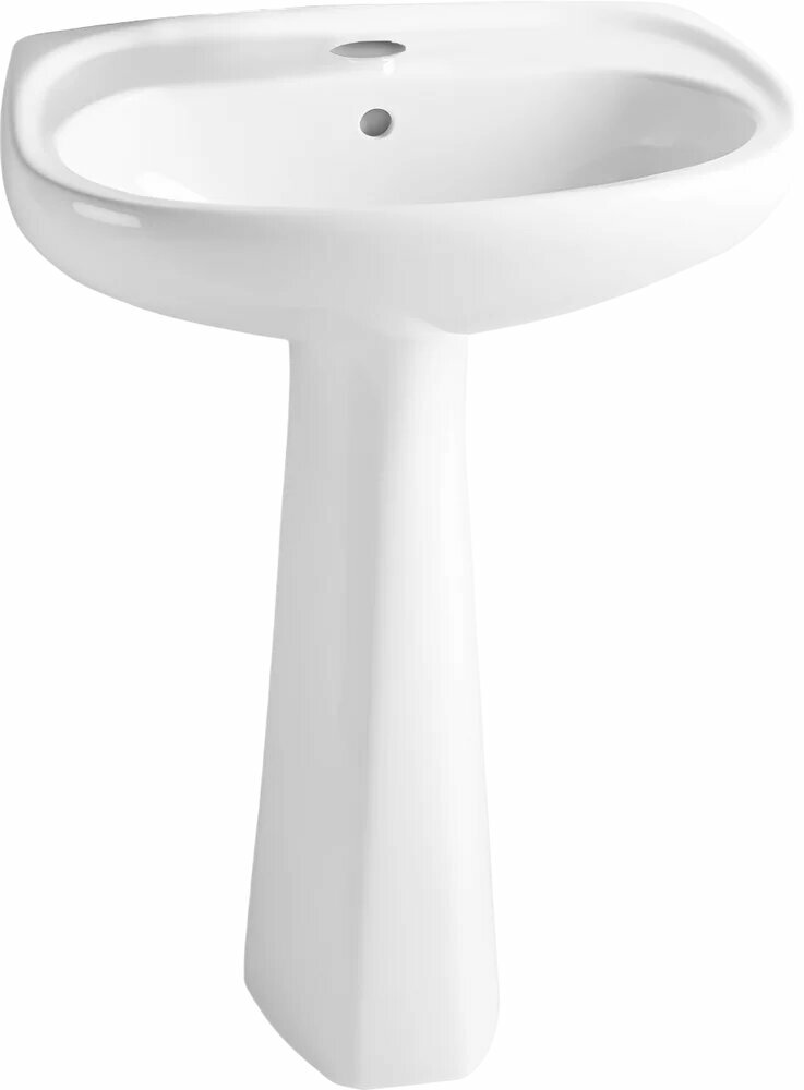 Раковина подвесная VitrA Normus 9600B003-7650 55 с пьедесталом, фарфоровая, раковина для ванной, белая, глянцевая, полукруглая, со встроенным сливом-переливом