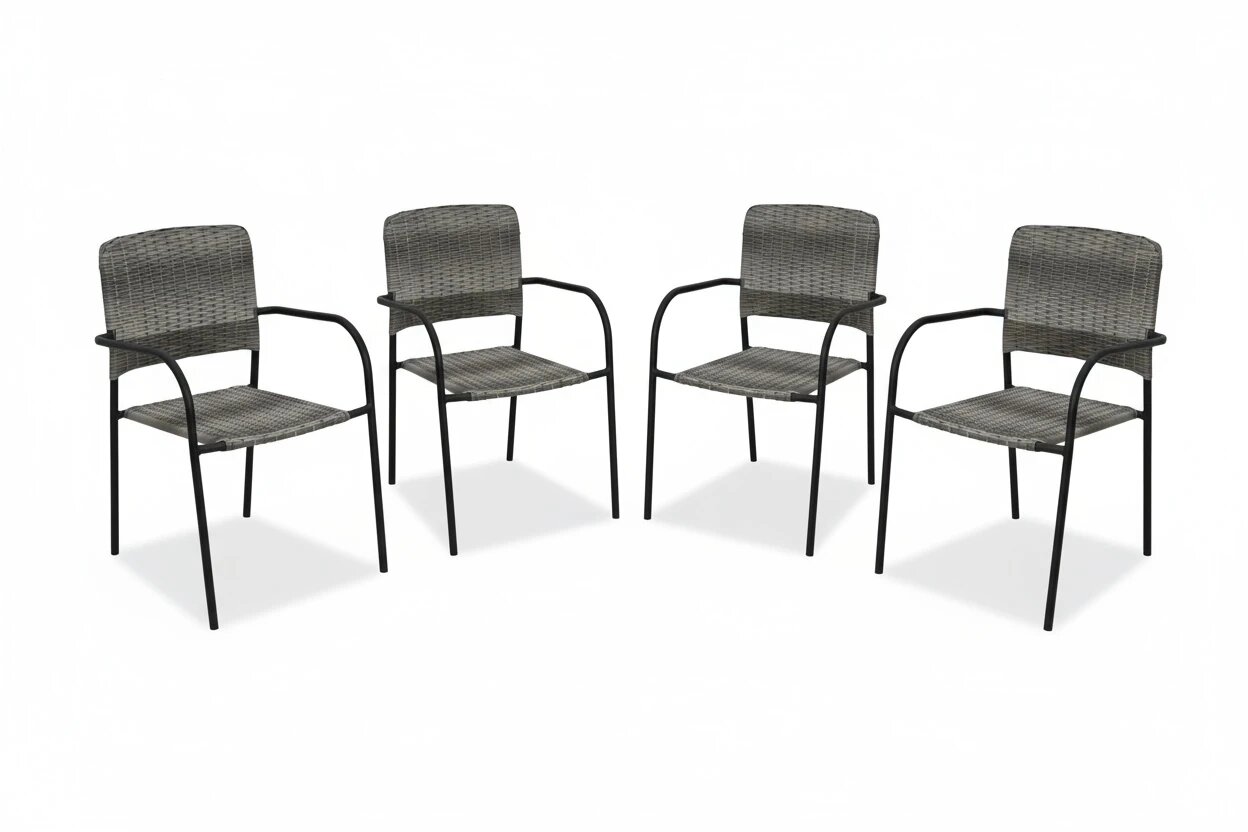 Набор Кресло садовое Zena 61x57x85 см искусственный ротанг серый 4 шт в наборе Фабрика Диван 365