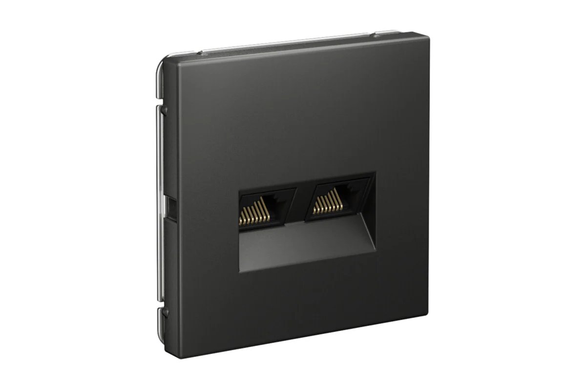 Розетка двойная компьютерная Systeme Electric ArtGallery RJ45+RJ45, кат. 5е, механизм, базальт GAL001485