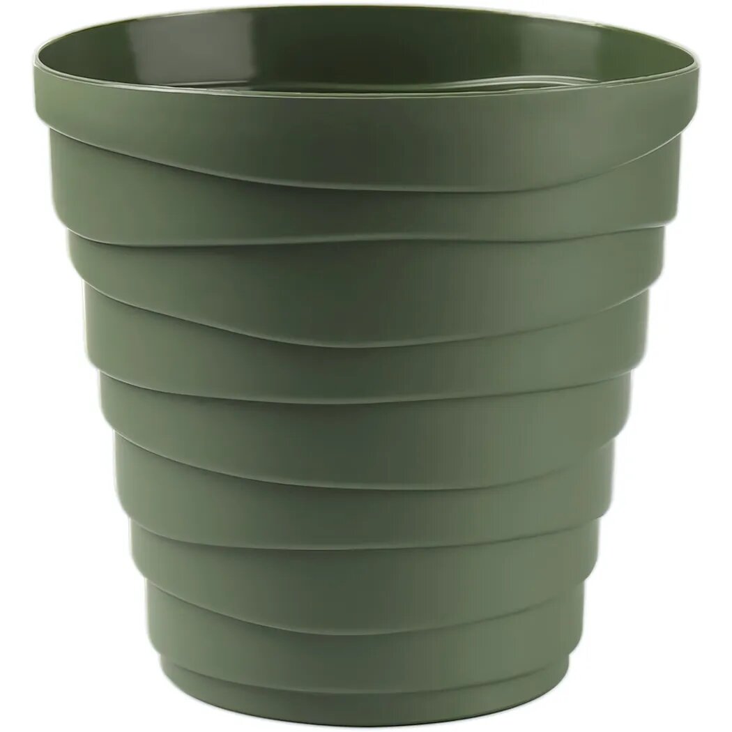 Кашпо пластиковое 'Бархан' 1,4л d-14,5см тёмно-зелёное с дренажным донышком