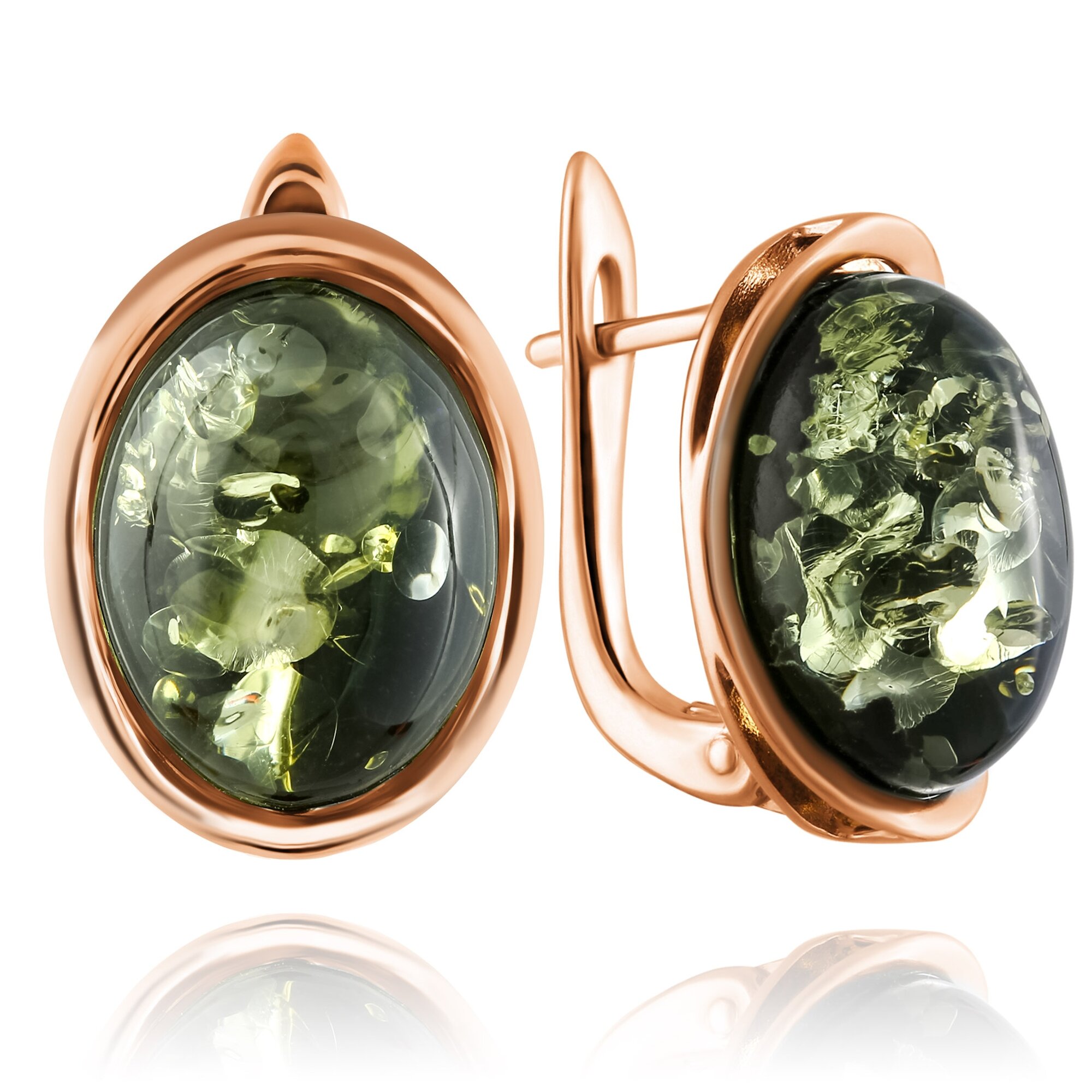 Серьги, серебро, 925 проба, золочение, янтарь