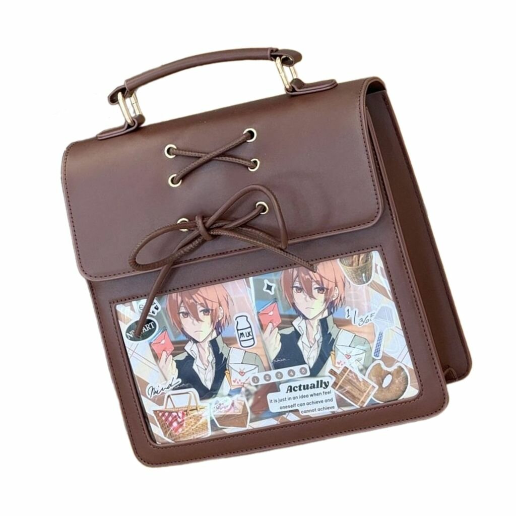 Школьный рюкзак-итабак для аниме-значков, Коричневый