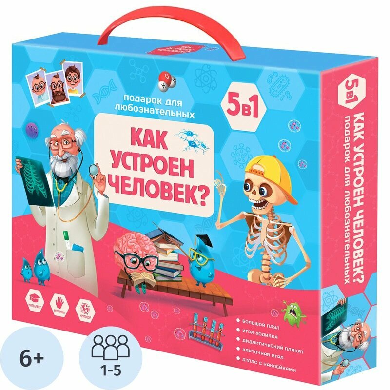 Игра Как устроен человек? 5 в 1, подарок