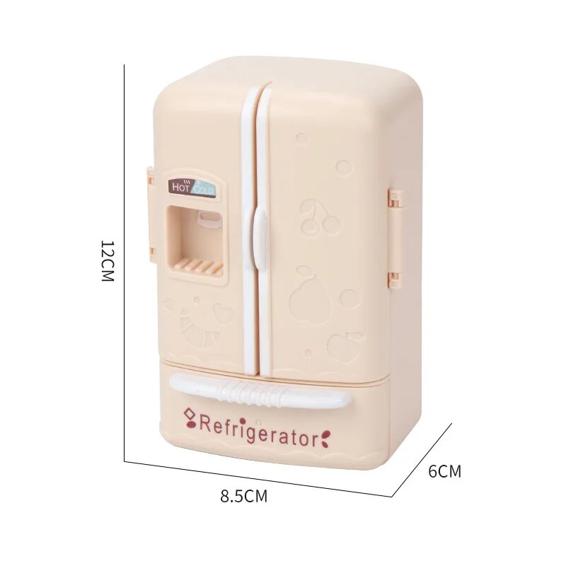 Миниатюрная игрушка-еда, имитация двухдверного холодильника, кукольный домик, кухонная ролевая игрушка, украшение для сцены, маленький холодильник