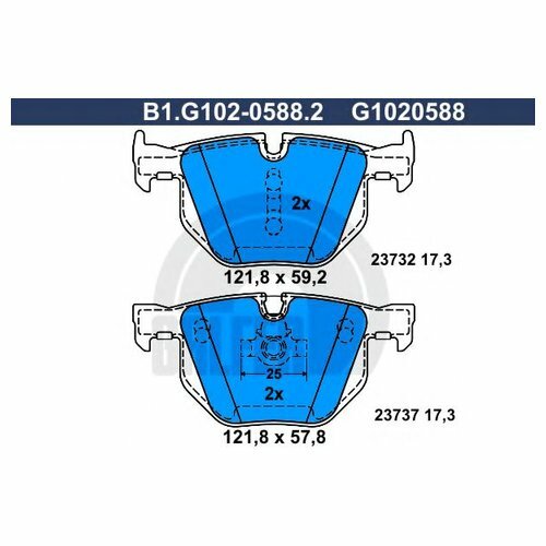 Комплект тормозных колодок Galfer B1G10205882 для BMW 5 серия E60, E61, 6 серия E63, E64