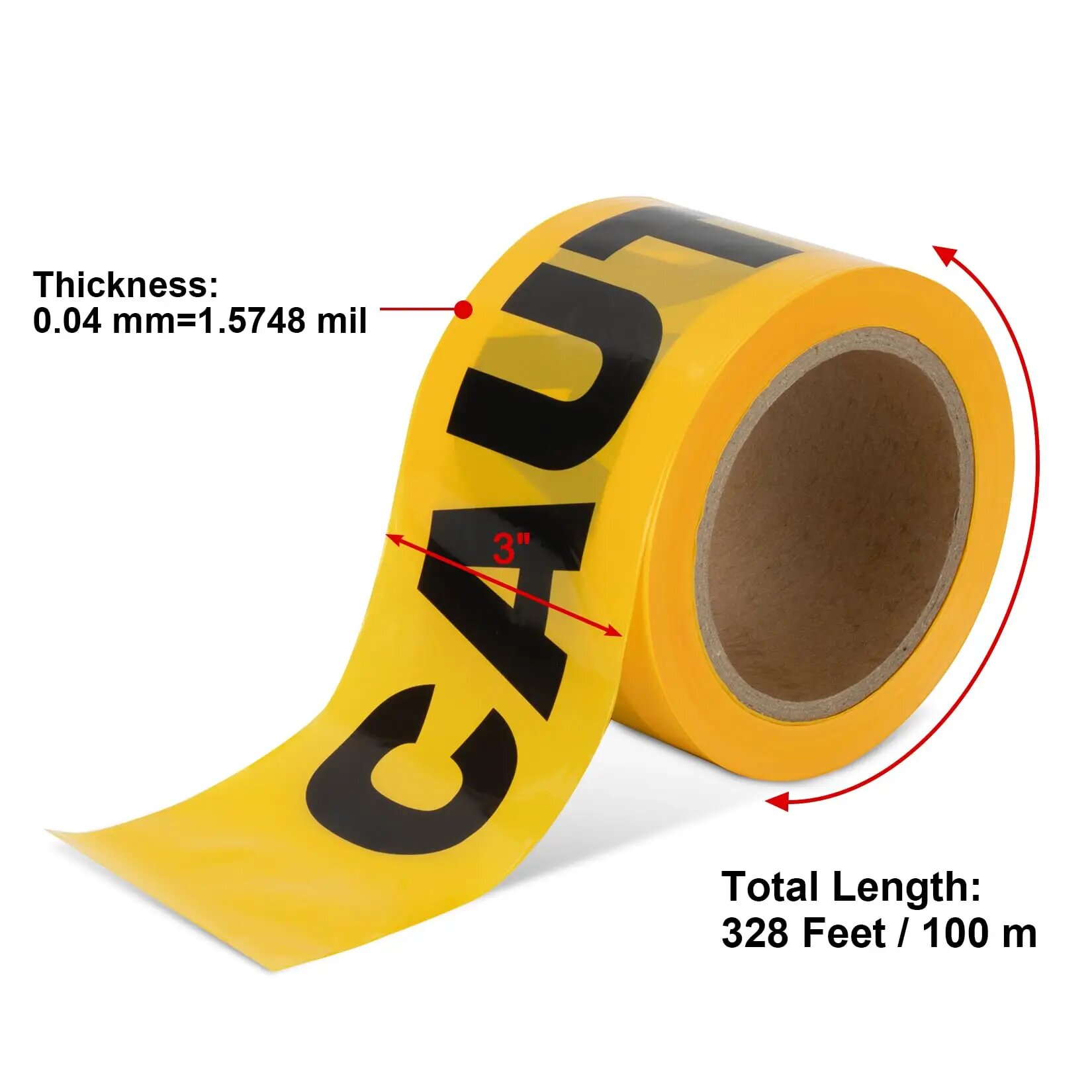 Нелипкая черно-желтая сигнальная лента 20 м 100m CAUTION Tape