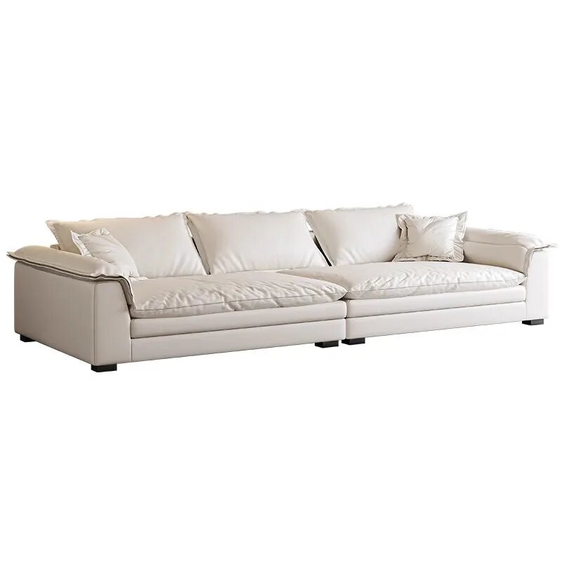 Итальянский стиль, проживание в семье, простой и современный трехместный или четырехместный кожаный диван с кошачьими царапинами, двойная подушка