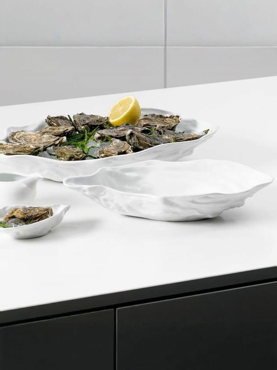 Тарелка глубокая, блюдо белое "Ракушка" "OYSTER" Cosy & Trendy, 1 шт, 28.8X17X5.8см. Профессиональная керамика, для основных горячих и холодных блюд, закусок. Бельгия