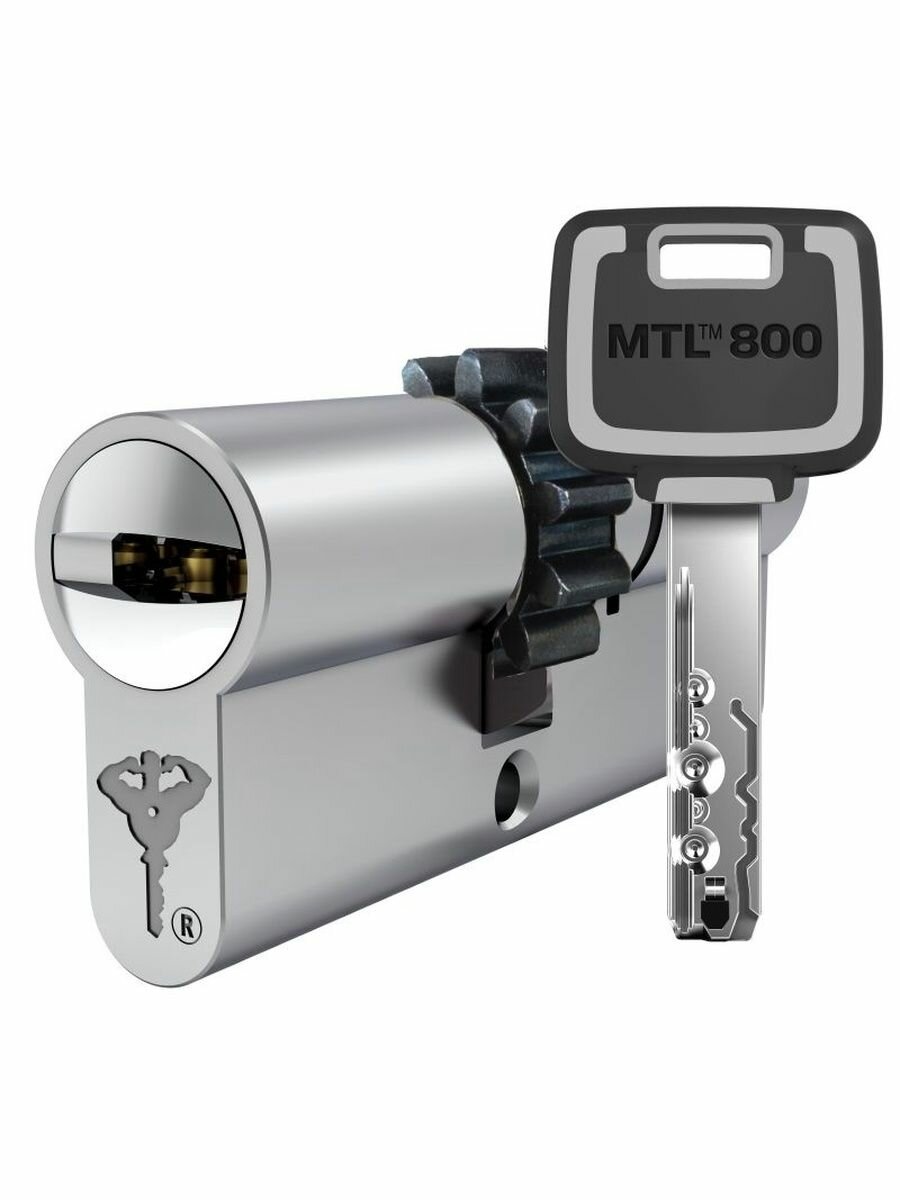 Цилиндр дверной Mul-T-Lock MTL 800(80мм 50*30Верт.) ключ-вертушка, никель, шестеренка