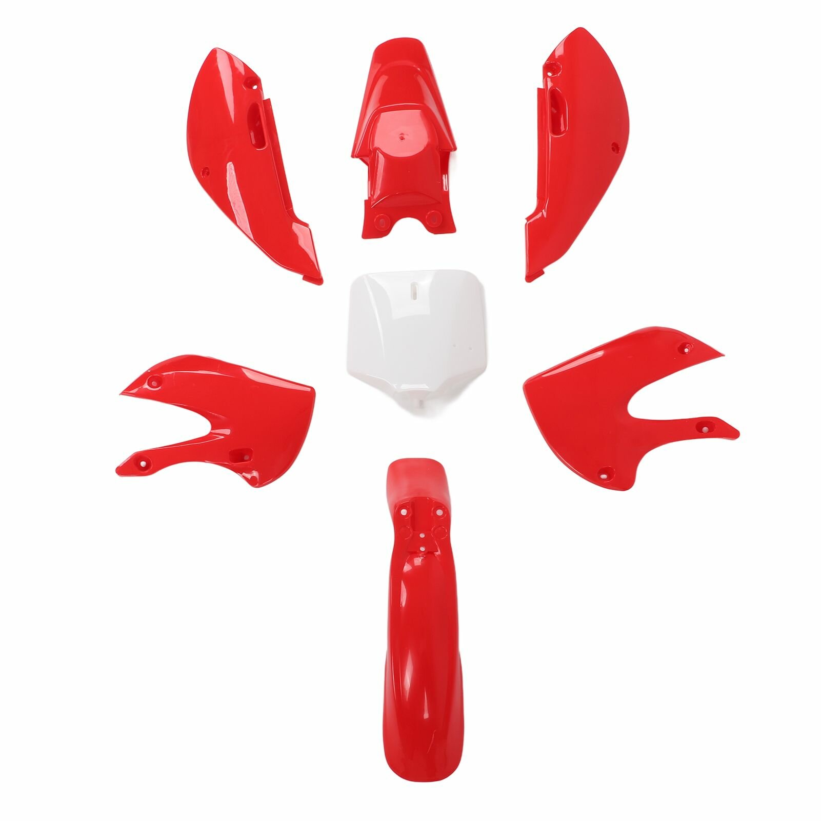 Набор пластиковых обтекателей 7 штук для детского кроссового мотоцикла, Комплект пластиковых обтекателей для мотоцикла KLX110 KX65Red