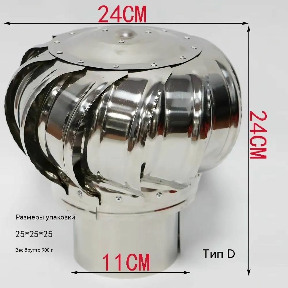 Турбодефлектор нержавеющая сталь, дефлектор для вентиляции, внутренний диаметр 110 мм