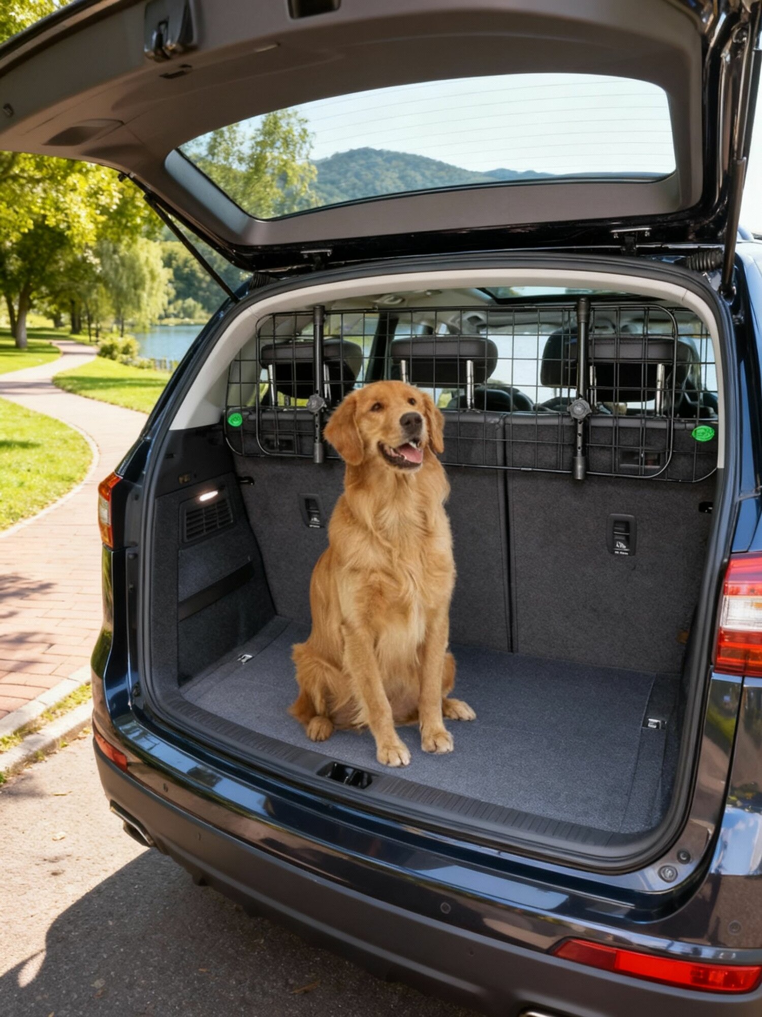 Сетка-ограждение для собак в машину, регулируемая по ширине 90-145 см, барьер багажник-салон, лёгкая установка на подголовники, 3 элемента, безопасная изоляция животных в авто