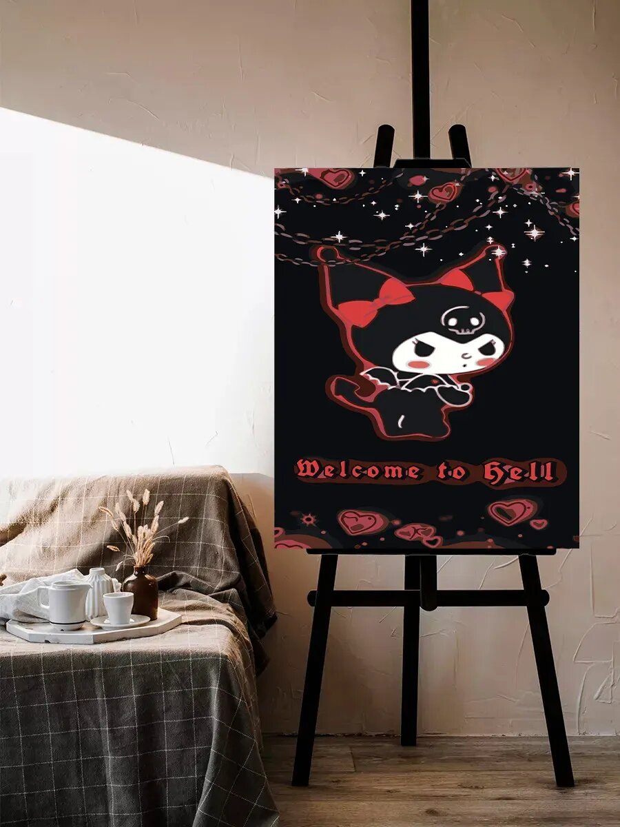 Картина по номерам Китти Кuromi Инди Кид Куроми Хеллоу Китти