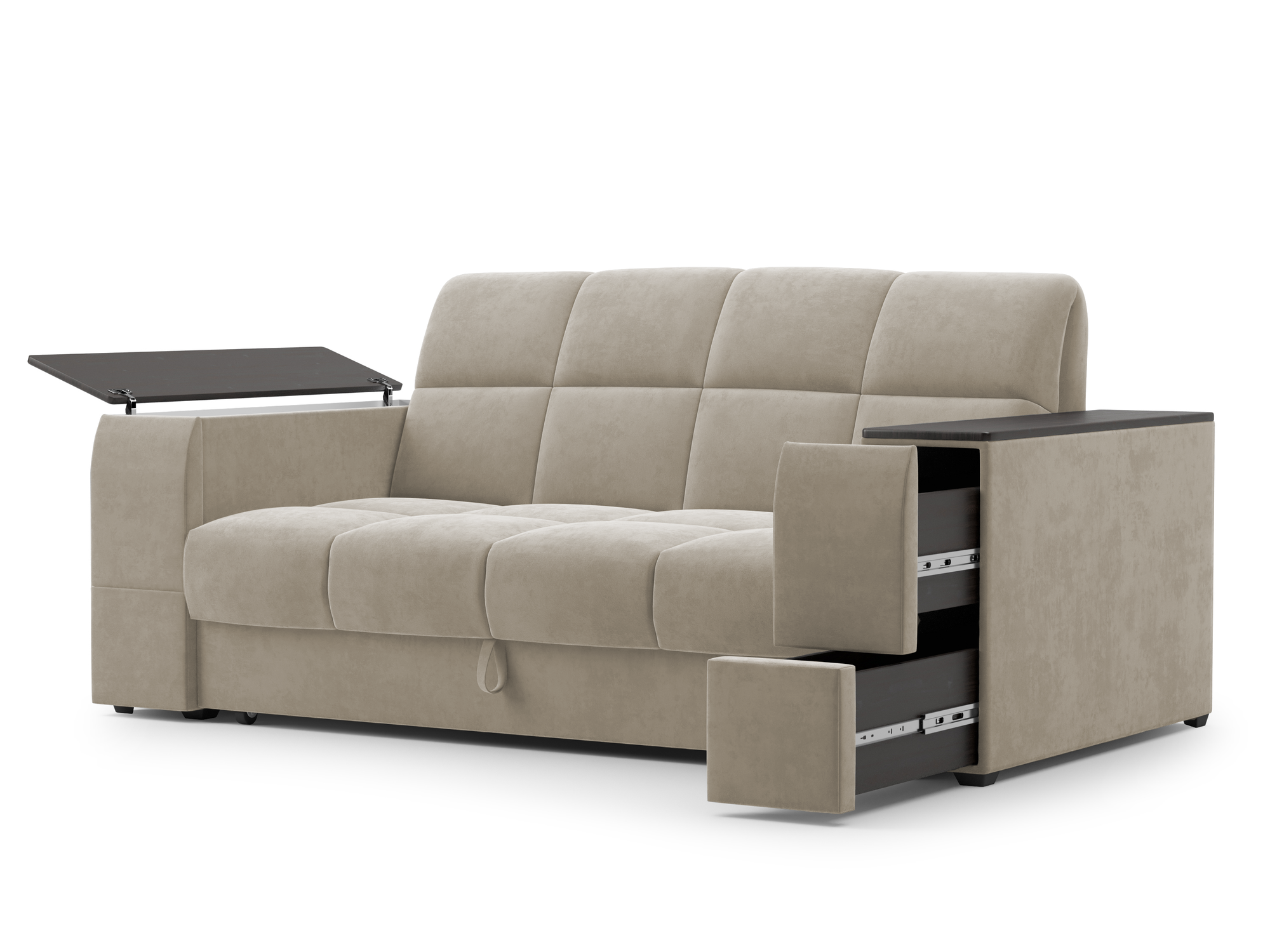 Диван-кровать Флай, аккордеон, с ортопедическим основанием, подлокотники короб+ящики, 140*200, съемный чехол, велюр.