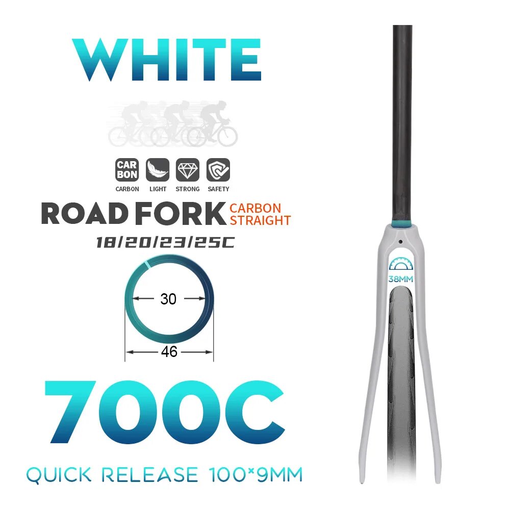 DODICI Pro 700C карбоновая вилка для шоссейного велосипеда красного белого цвета Белый, white