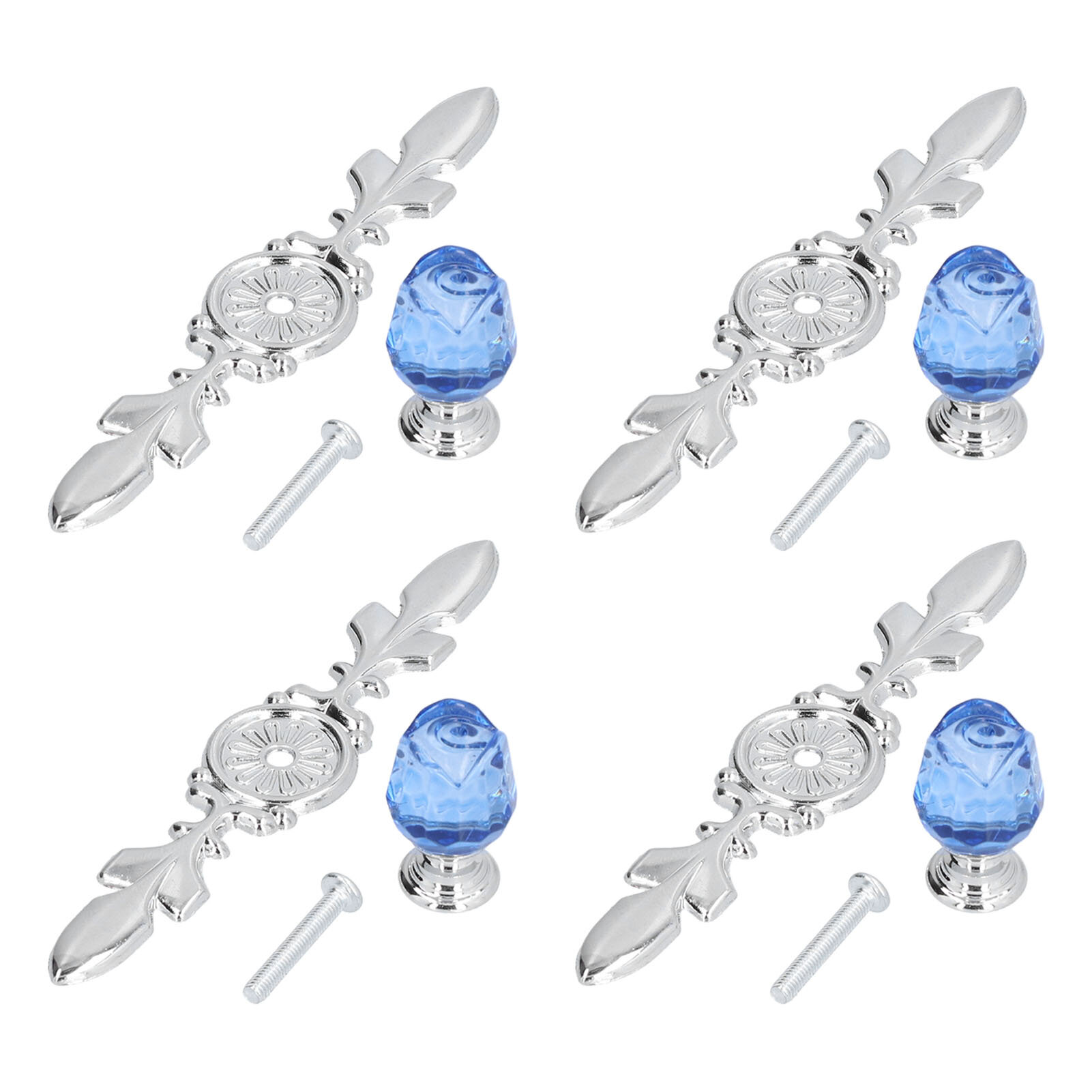 4 шт. хрустальная ручка с пластиной в европейском стиле, современные простые ручки для выдвижных ящиков, шкафов Dreser, синий цвет