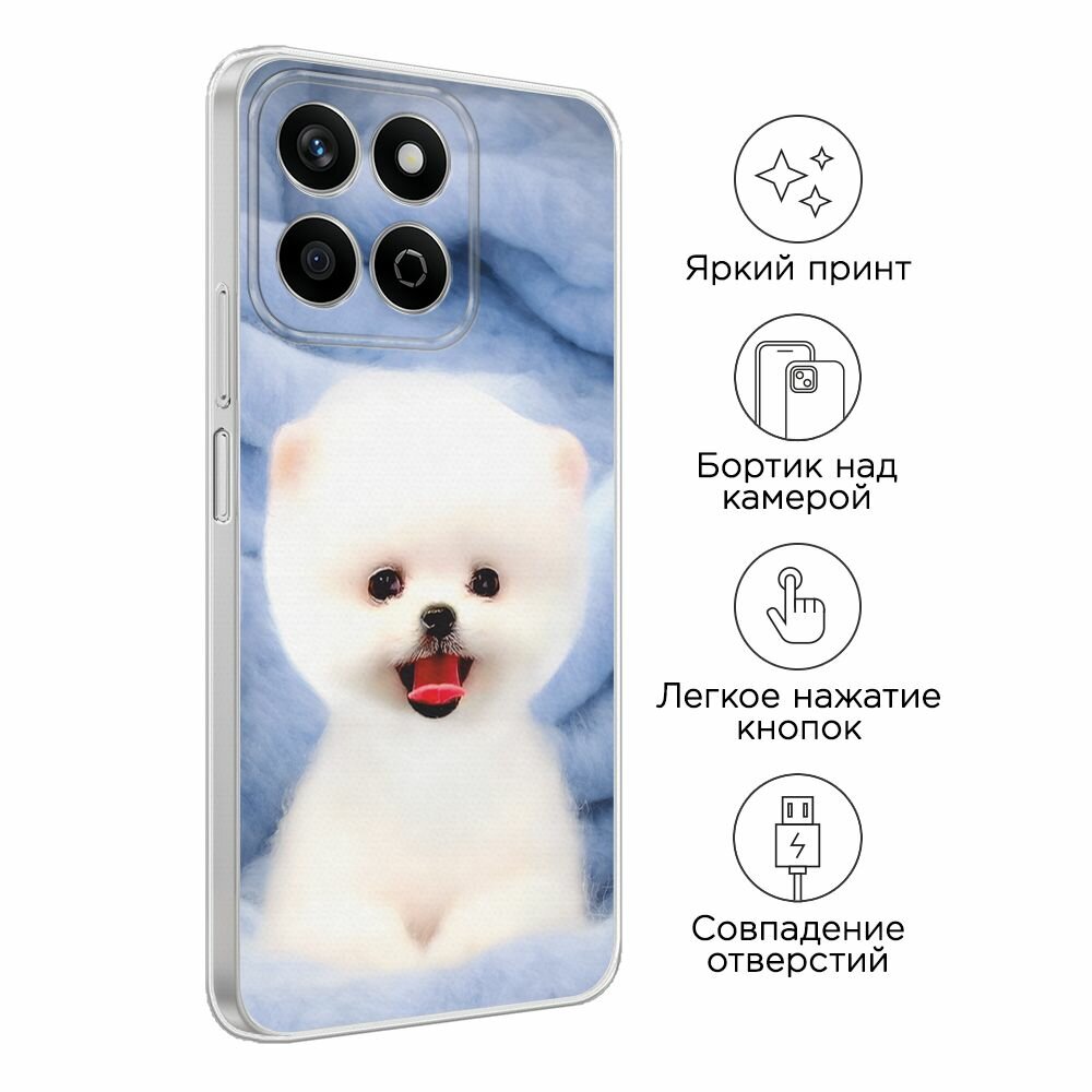 Силиконовый чехол на Honor X7c / Хонор X7c с принтом Белый пёсик — фото 1