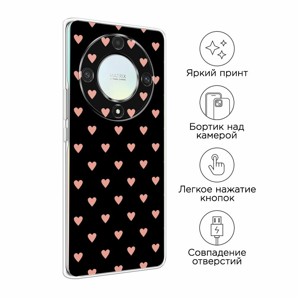 Силиконовый чехол на Honor X9A / Хонор X9A с принтом "Розовые сердечки" — фото 1
