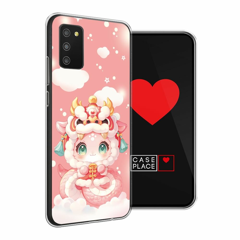Чехол на Samsung Galaxy A02s / Самсунг Галакси A02s с принтом Розовая китайская змейка 1 — фото 1