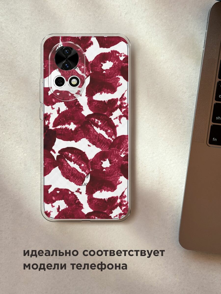 Чехол на Huawei Nova 12/Nova13 / Хуавей Нова 12/Нова 13 с принтом "Помада паттерн 2", прозрачный — фото 1