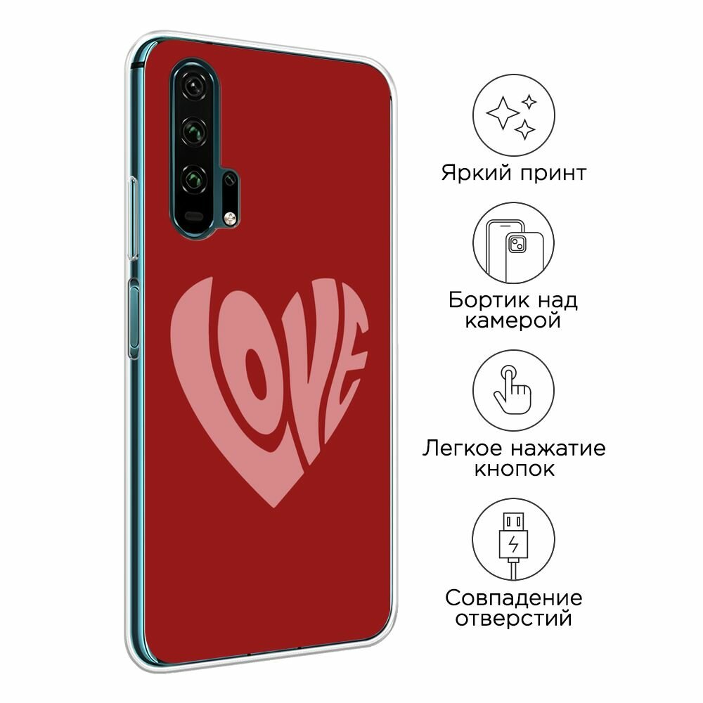 Чехол на Honor 20 Pro / Хонор 20 Про с принтом "Love heart 1 - 14 февраля" — фото 1