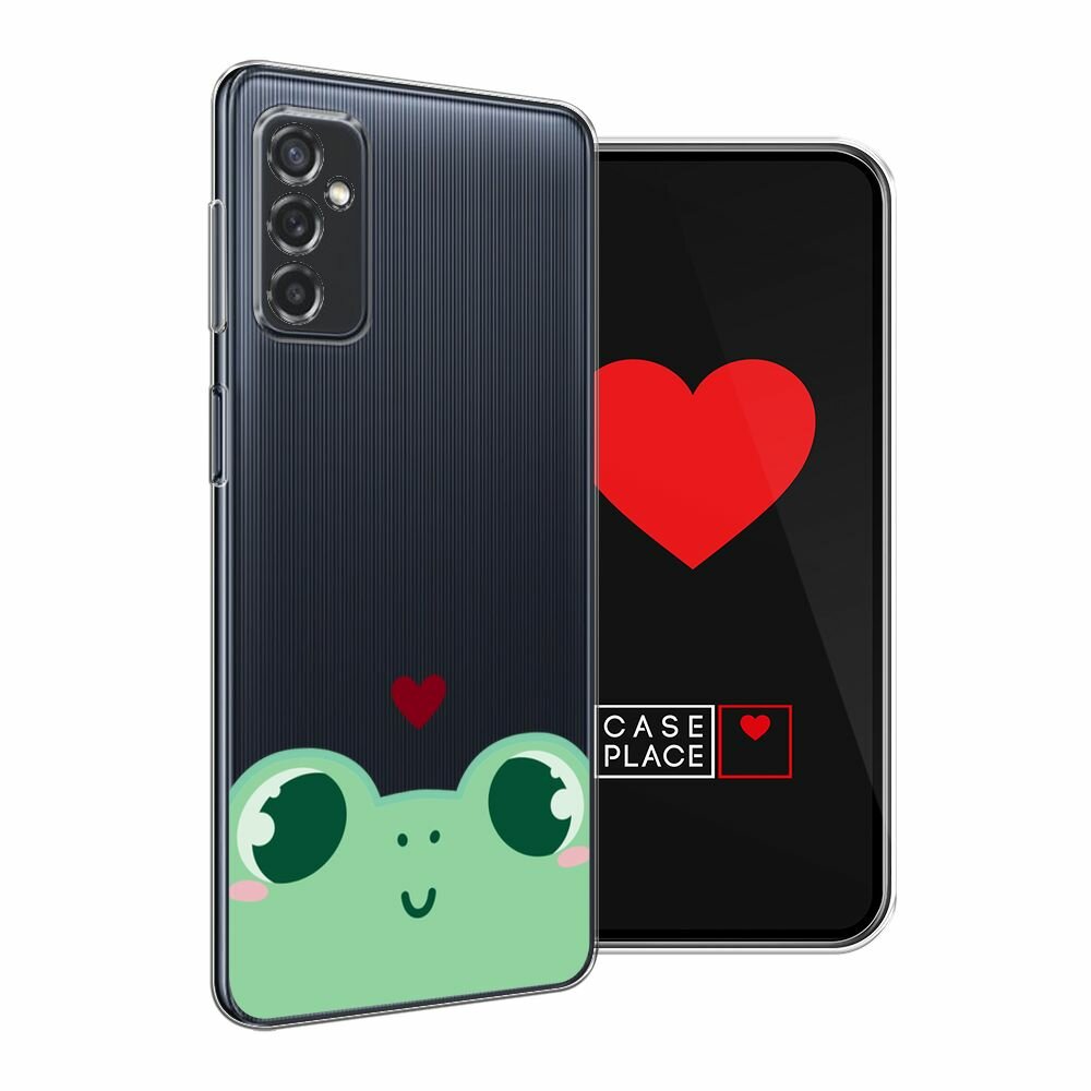 Чехол на Samsung Galaxy M52 / Самсунг Галакси M52 с принтом "Влюблённая лягушка - 14 февраля", прозрачный — фото 1